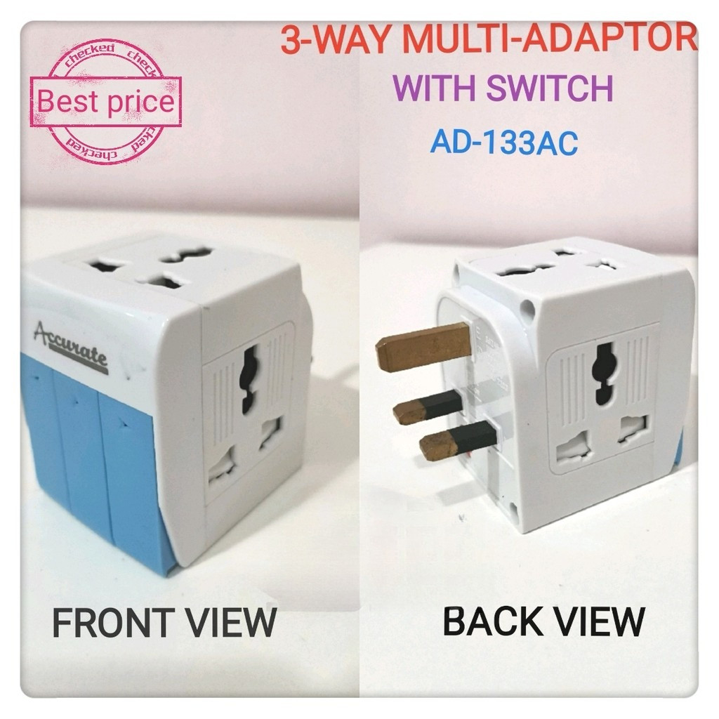 3 Way Adaptor Adapter Plug 3250W 3 Pin Socket Plug Extension Socket ...