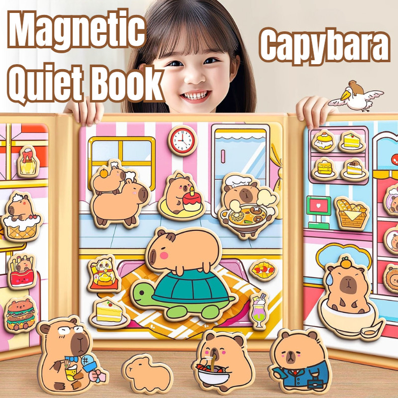 Magnetic Quiet Book 18*18cm DIY Capybara Sticker Book Repeatable Play ...