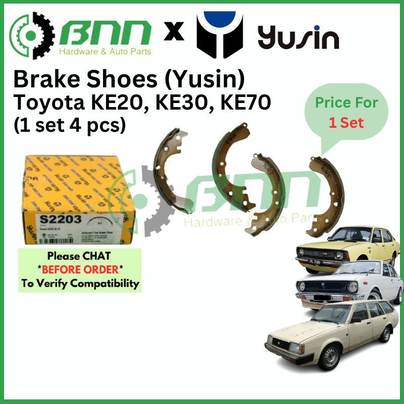 [BNN] Yusin Toyota KE20, KE30, KE70 Brake Shoes Set Rear – OEM ...