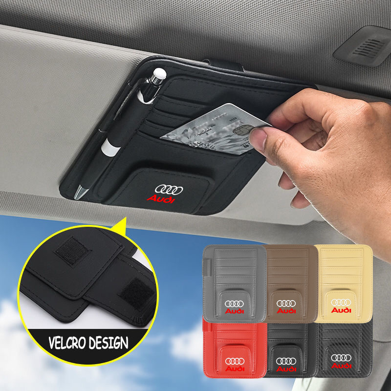 Audi Car Sun Visor Card Pen Holder Glasses Clip Imitation Leather ...