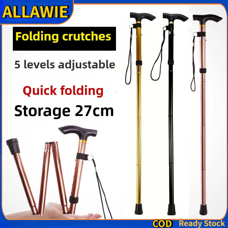 Folding walking stick, outdoor hiking stick, adjustable telescopic ...