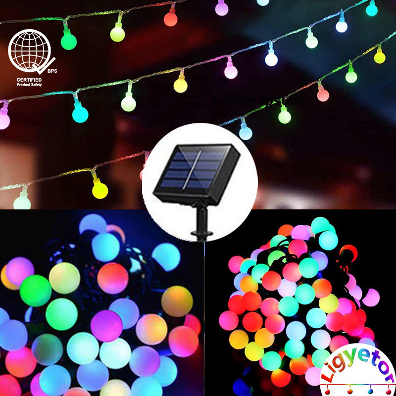 Ligyetor LED Solar String Lights Little White Ball Fairy Light ...