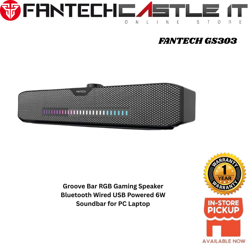 FANTECH GS303 Groove Bar RGB Gaming Speaker Bluetooth Wired USB Powered ...