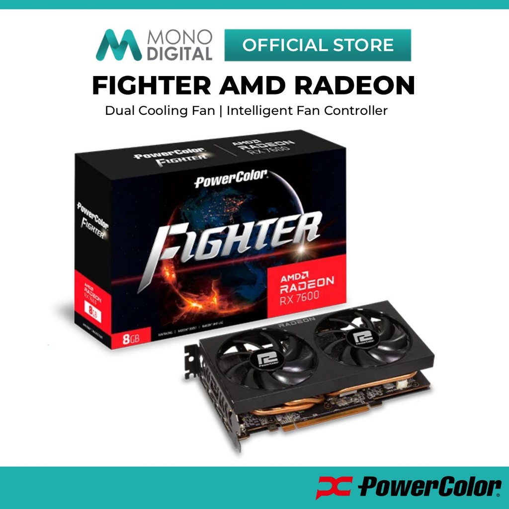 POWERCOLOR FIGHTER AMD RADEON RX 7600 8GB GDDR6 128BIT GRAPHICS CARD ...