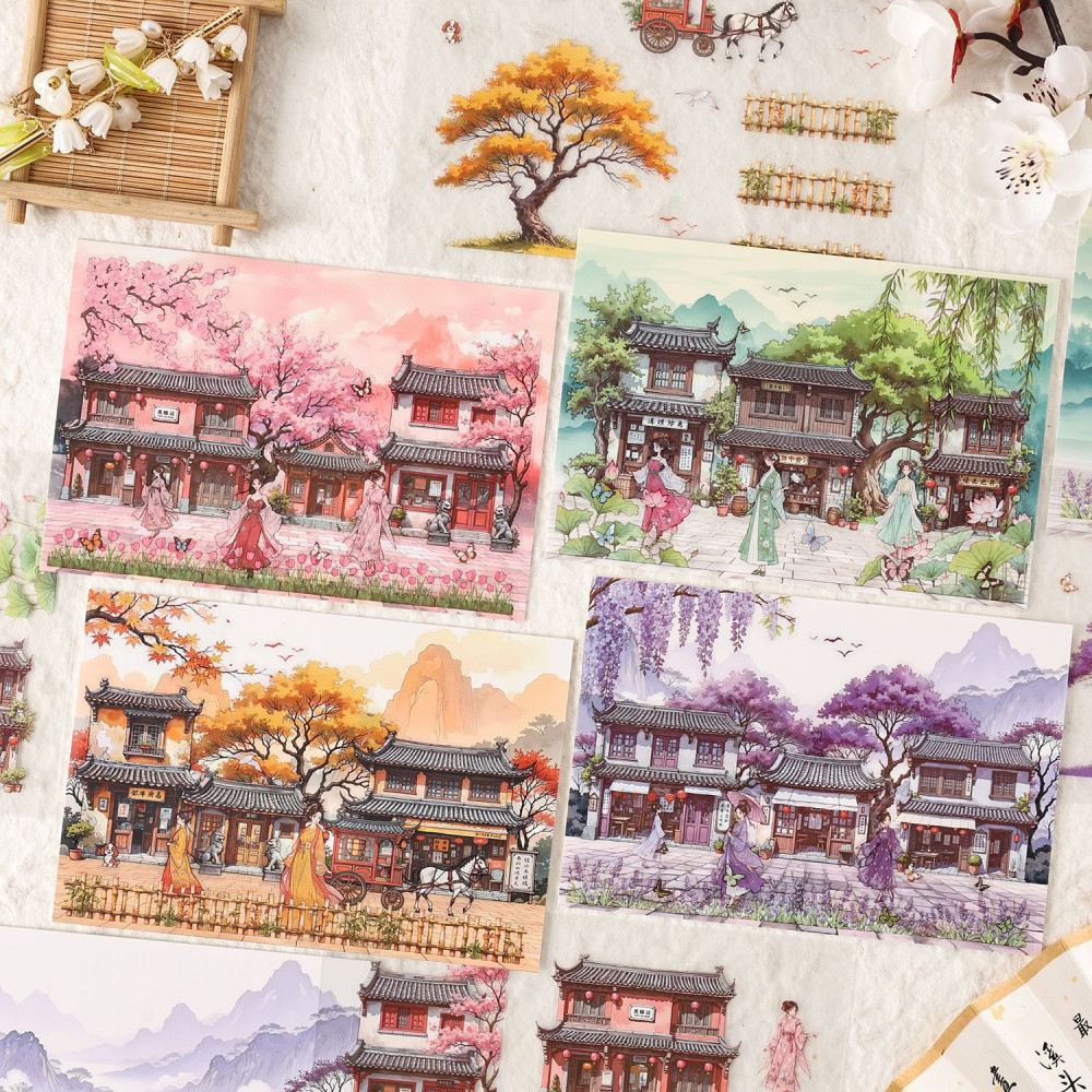 ENWEI 3 Pcs [Shi Qiao Yan Liu Series] Landscape Stickers 3D Waterproof ...