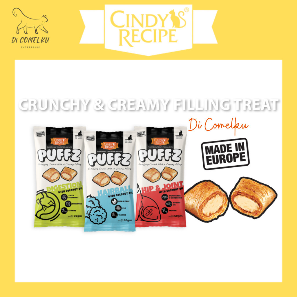 (60g) Cindy's Recipe Puffz Cat Treats Assorted | Makanan Snek Kucing ...