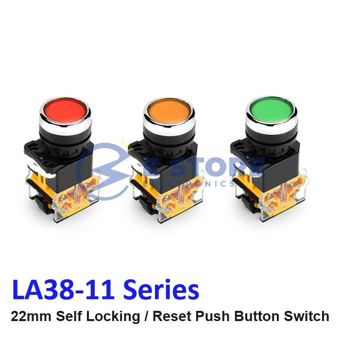 22mm Push Button Switch Machine Button Switch Self-Lock / Self-Reset Momentary 1NO1NC - LA38-11 ...