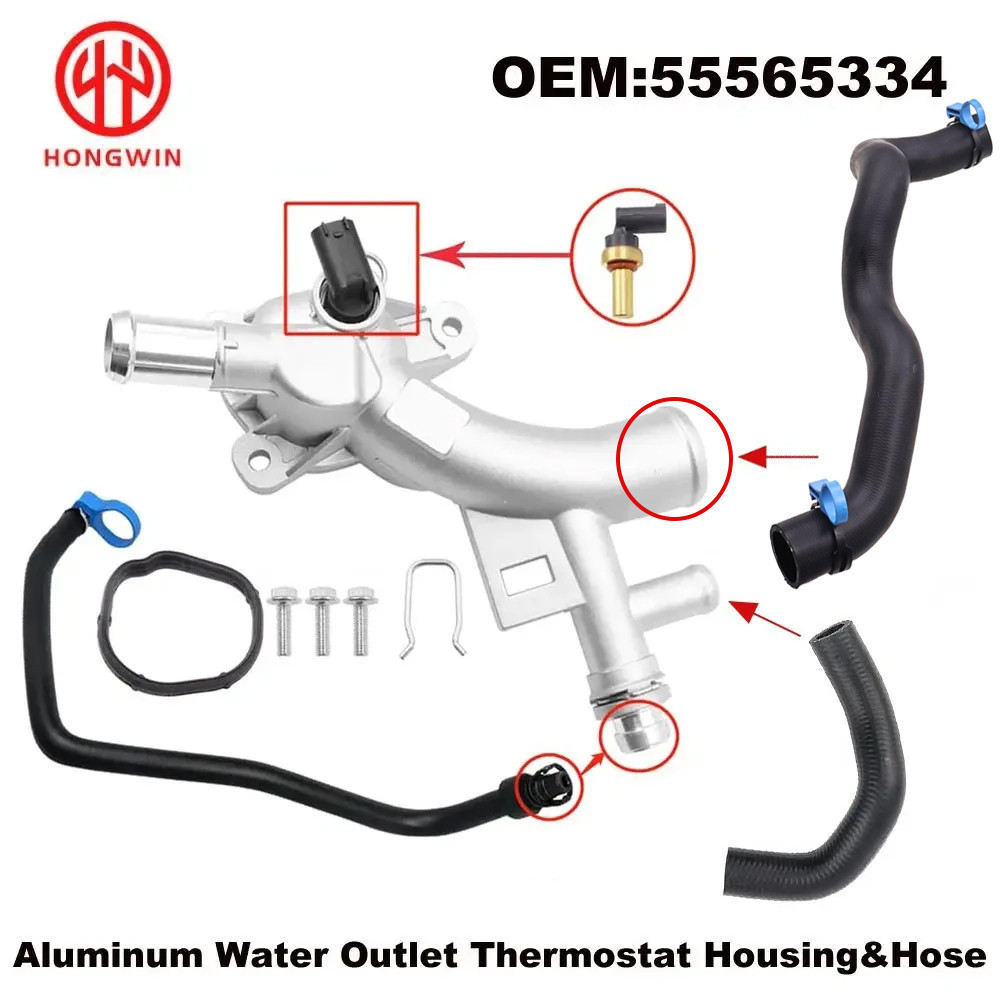Aluminum Coolant Thermostat Housing Water Outlet & Inlet Hose For ...