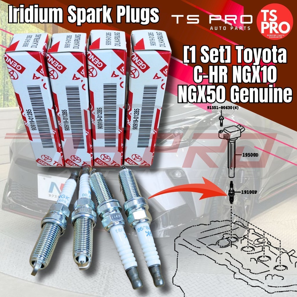 [1 Set] Toyota C-HR NGX10 NGX50 Genuine Iridium Spark Plugs 90919-01285 ...