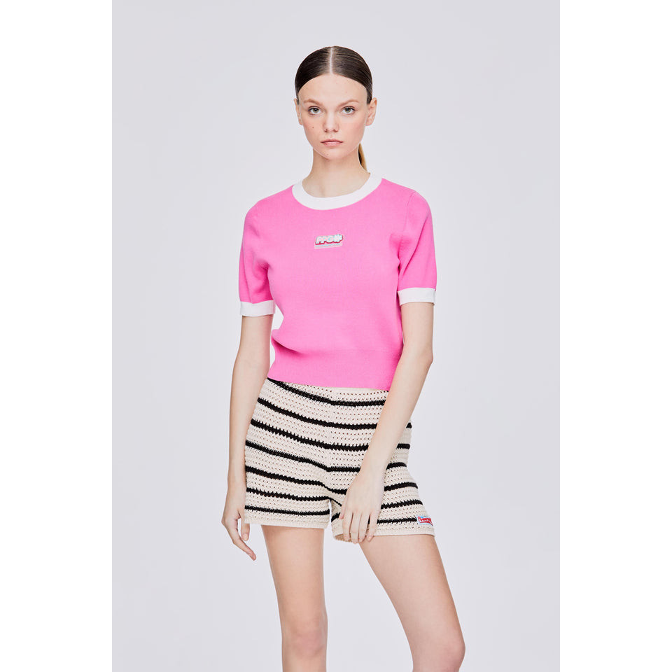 Embroidered Applique Logo Knit Top | Shopee Malaysia