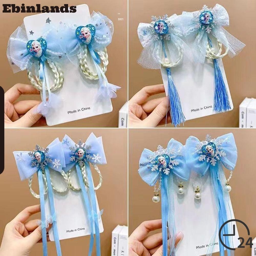LUCKY-EBINLANDS Princess Elsa Hair Clip, Long Ribbon Kawaii Snowflake ...