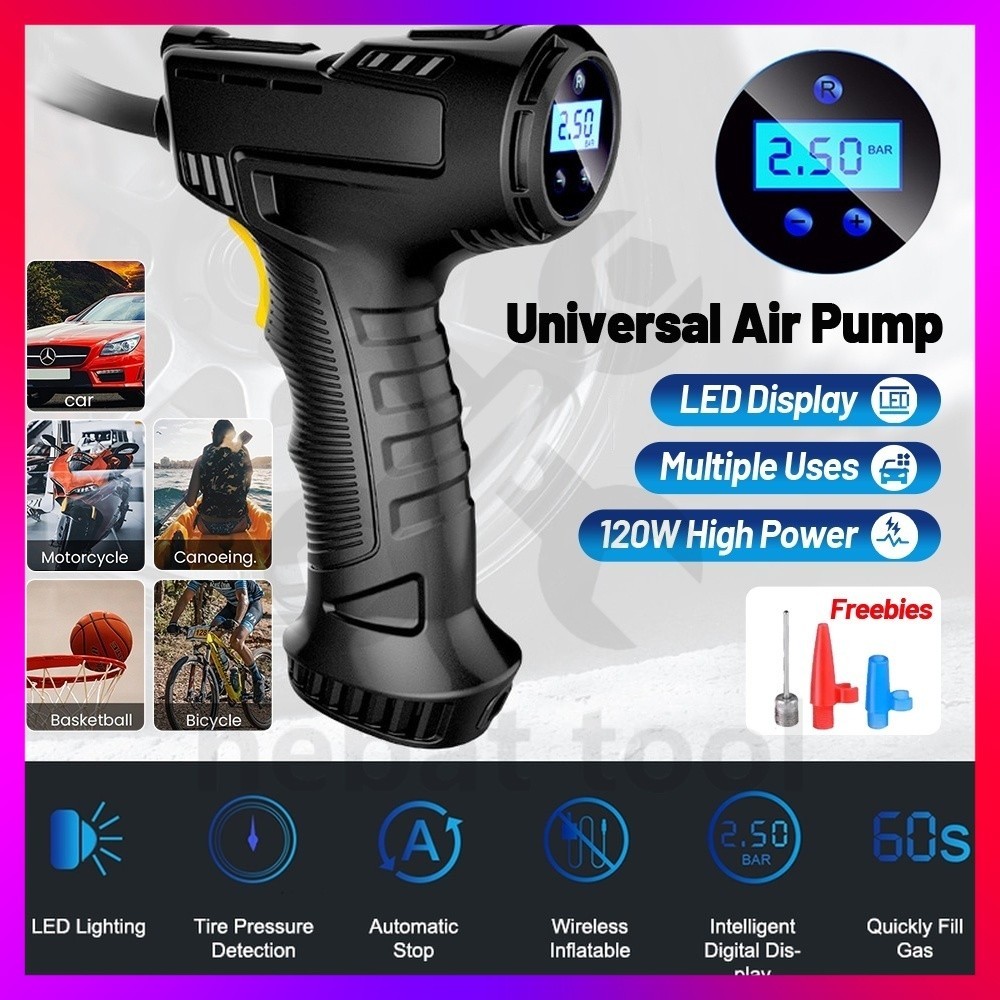 Electric Air Pump Tyre Car Inflator Portable Pump Tayar Kereta Digital ...