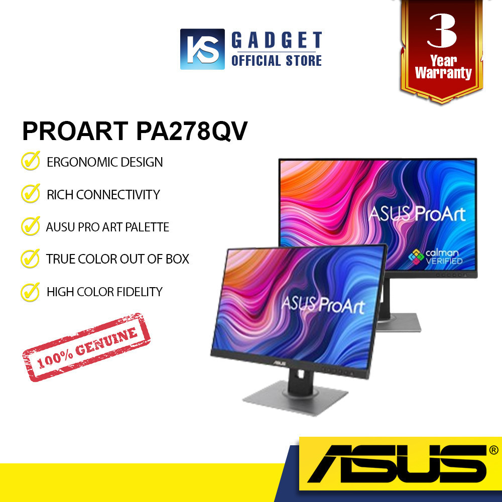 ASUS ProArt PA278QV 27" IPS WQHD 75HZ 100% SRGB HDR10 Monitor | Shopee ...
