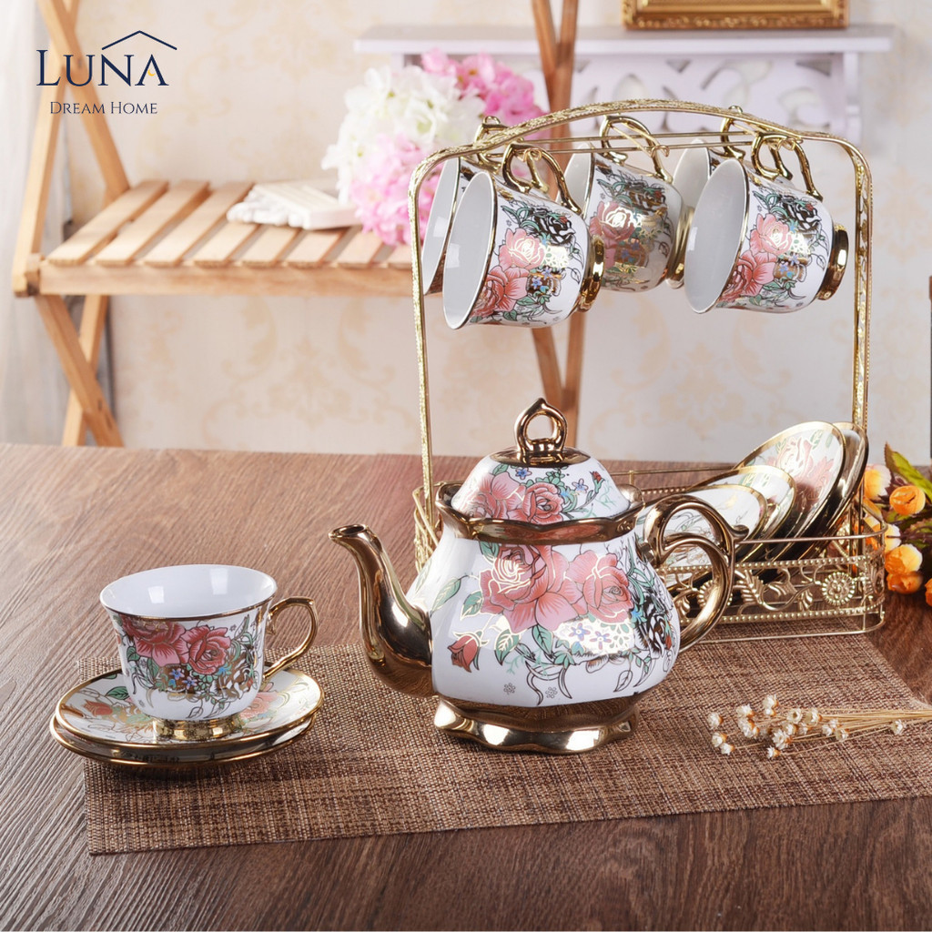 LUNA [Lumina Tea Set] Vintage Luxury Teapot Ceramic Tea Set Coffee Pot ...