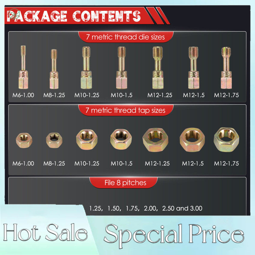 15 PCS Thread Chaser Set Metric Thread Chaser Kit Universal Thread ...