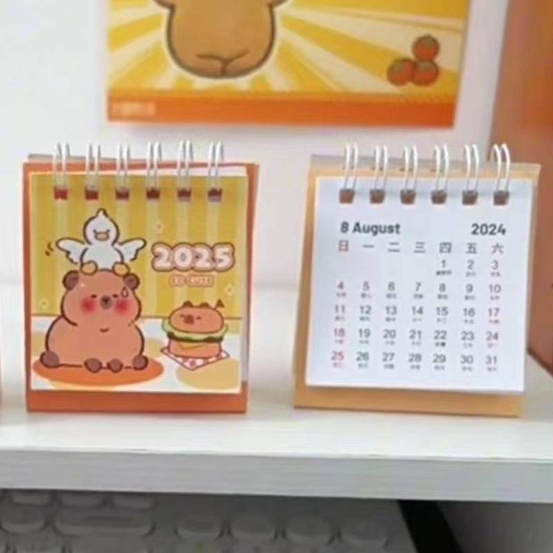 2025 Capybara Mini Desktop Paper Cartoon Simple Calendar Dual Daily ...