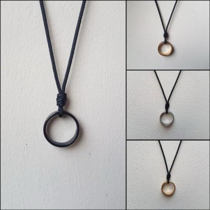 HITAM Men's Necklace Korean Rope Model Black Pendant Ring Titanium ...