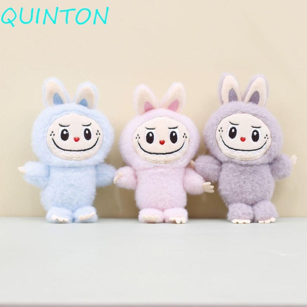 QUINTON Labubu Doll Plush Keychain, Mini Anti-lost Labubu Little Bunny ...