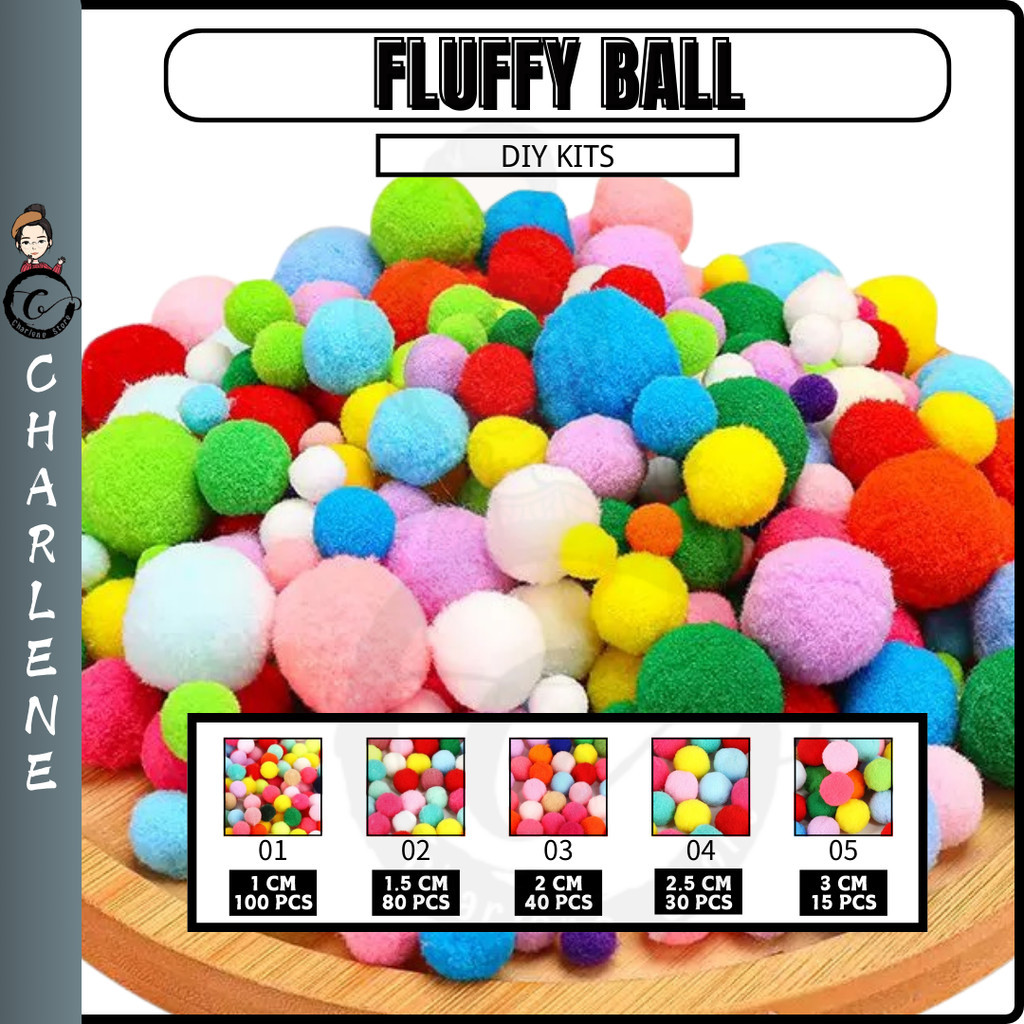 Ready Stock Pom Pom Ball Fluffy Ball Assorted Colour Bebola Diy ...