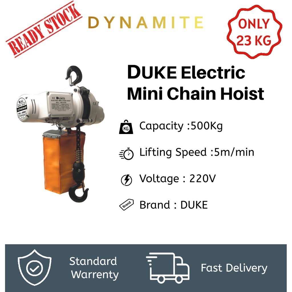 DUKE Electric Single Phase Mini Chain Hoist 500Kg (DU-901) | Shopee Malaysia