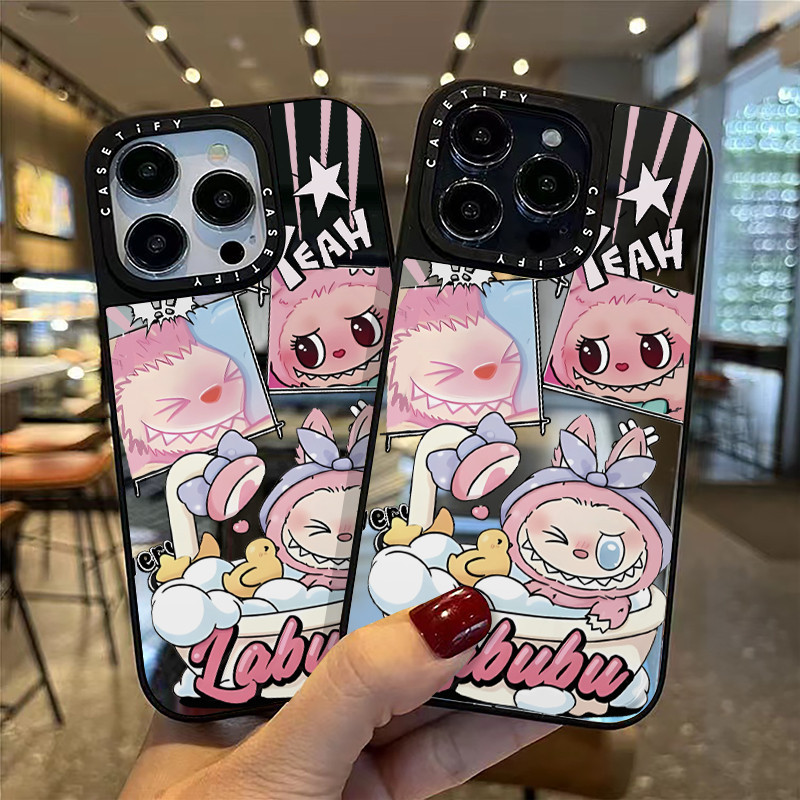 Casing iPhone 11 12 13 14 15 16 Pro Max Bathing fun Labubu shockproof ...