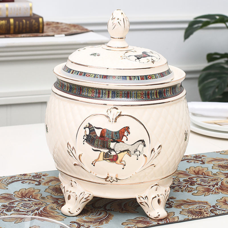 European-style Ceramic Rice Cylinder Insect-Proof Household Rice ...