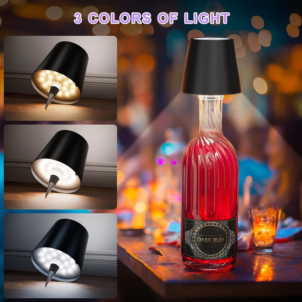 Wireless Bottle Lamp Shade Portable LED Wine Bottle Stopper Lamp Bars ...