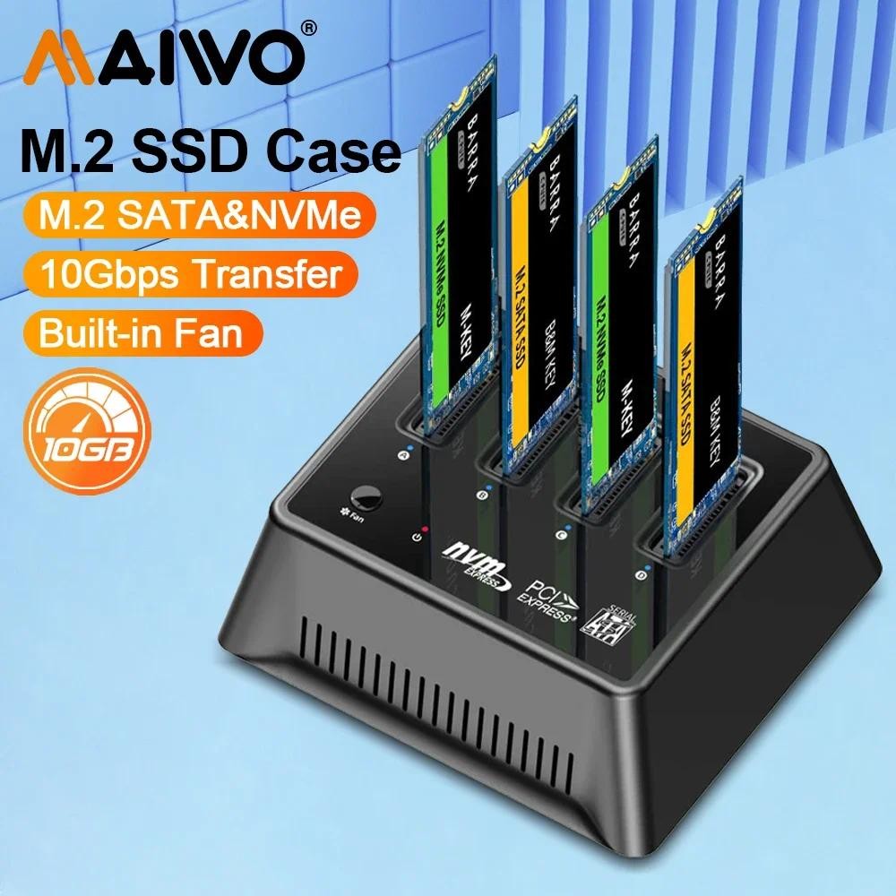 MAIWO 4 Bay M.2 SATA NVME Docking Station USB C Gen2 10Gbps M.2 NVMe ...