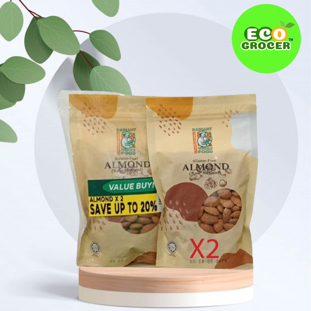 Radiant Gluten Free Raw Almond ( Twin Pack ) 无麸质生杏仁（双包）200g X 2 | Shopee Malaysia