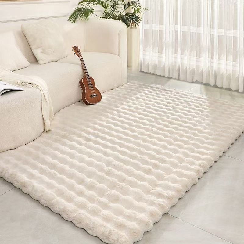 Cream Bubble Plush Carpet Imitation Rabbit Fur Carpet Living Room Rug ...