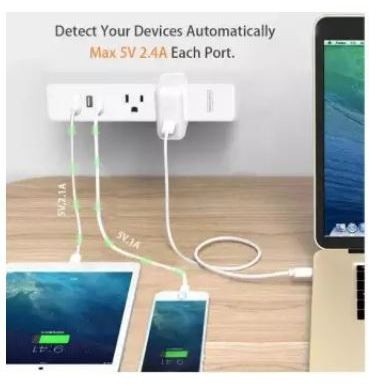 PLUG 2 PORT Power With 3 USB Ports Easy To Carry Convenient Suitable ...