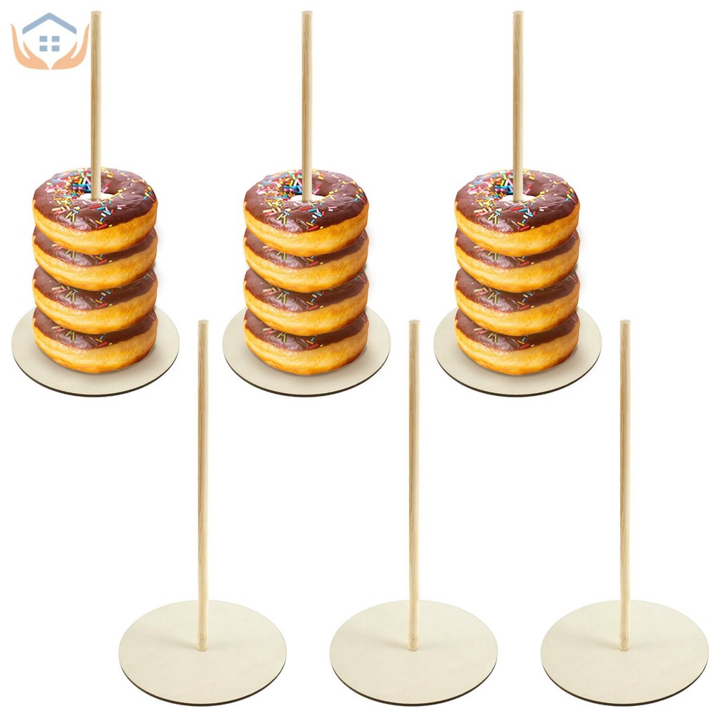 6 Pcs Donut Stand Holder for Dessert Table Wood Donut Holder Reusable ...