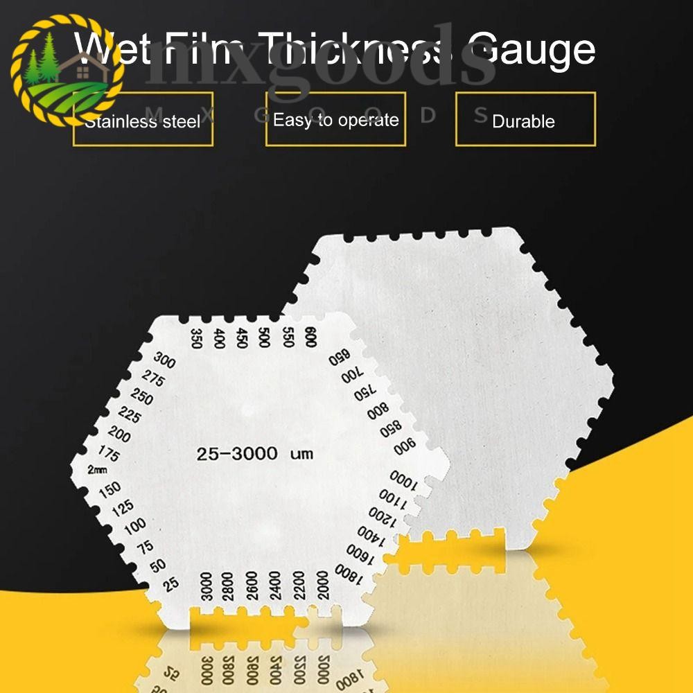 MXGOODS Wet Diaphragm Thickness Gauge, Stainless Steel Paint Coating Hexagon Wet Film Comb, High ...