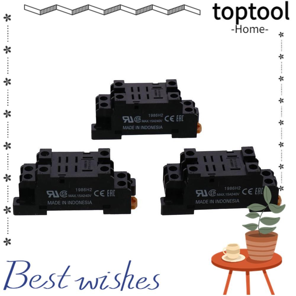 TOPTOOL 3pcs Intermediate Relay Socket, PTF08A Black Relay Socket Base ...