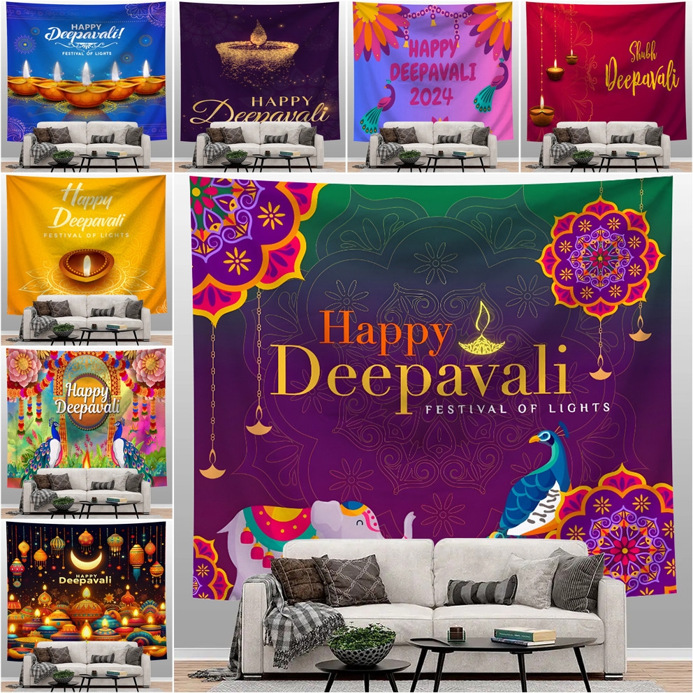 Happy Deepavali 2024 Single Side Printed Polyester Tapestry Festival ...