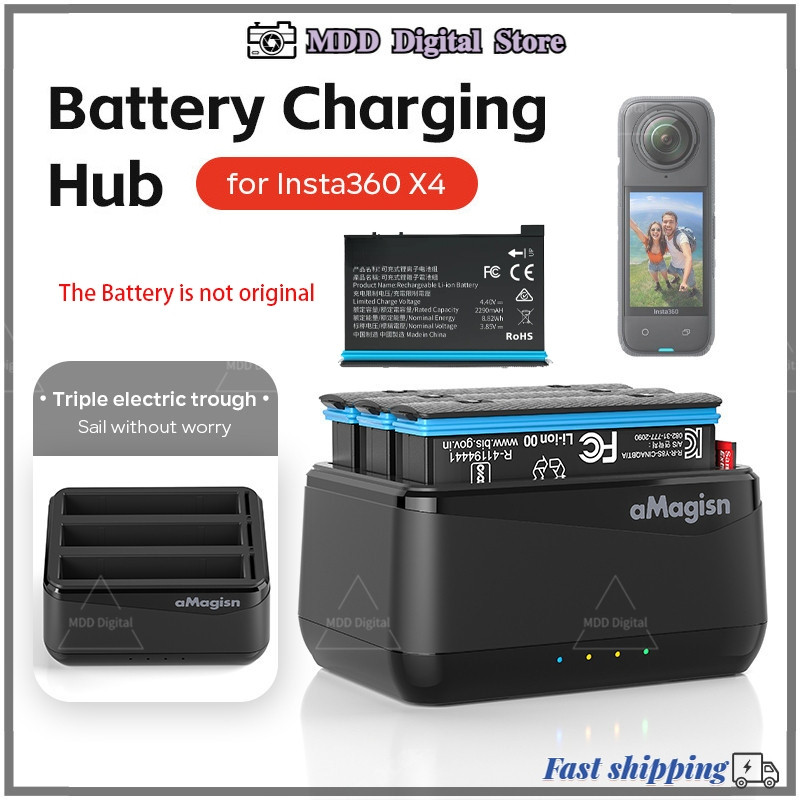 Battery Fast Charging Box For Insta360 X4 Panoramic Action Camera Smart ...