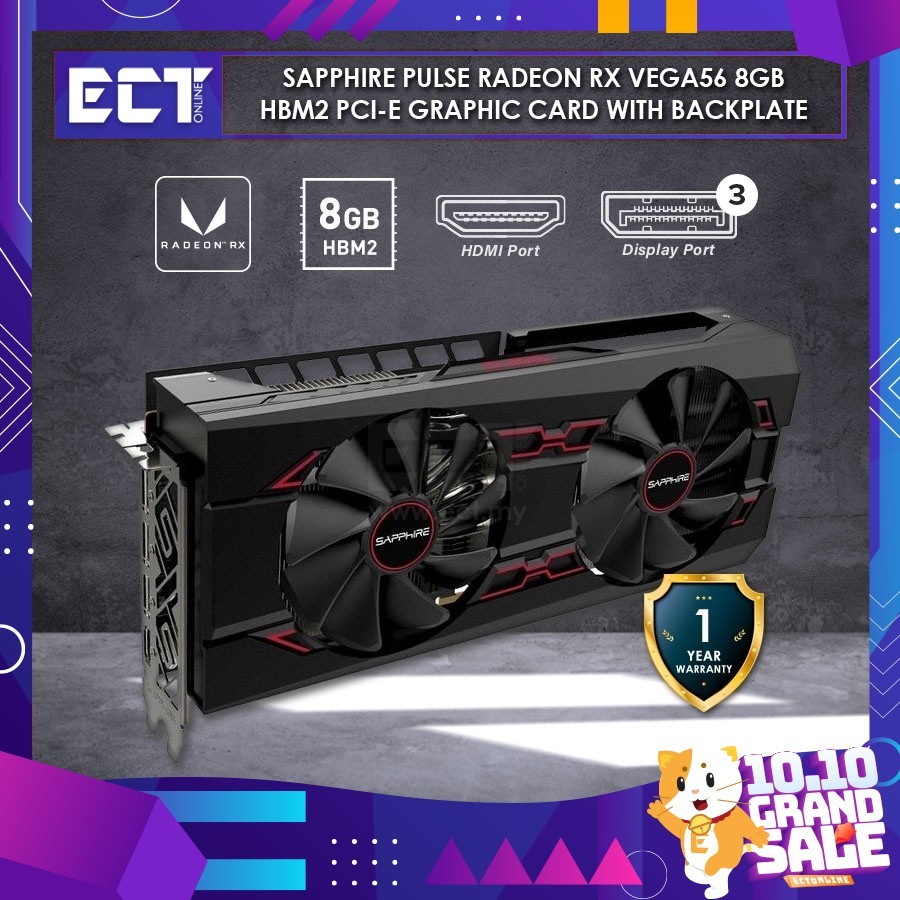 Sapphire Pulse Radeon RX Vega56 8GB HBM2 PCI-E Graphic Card with ...