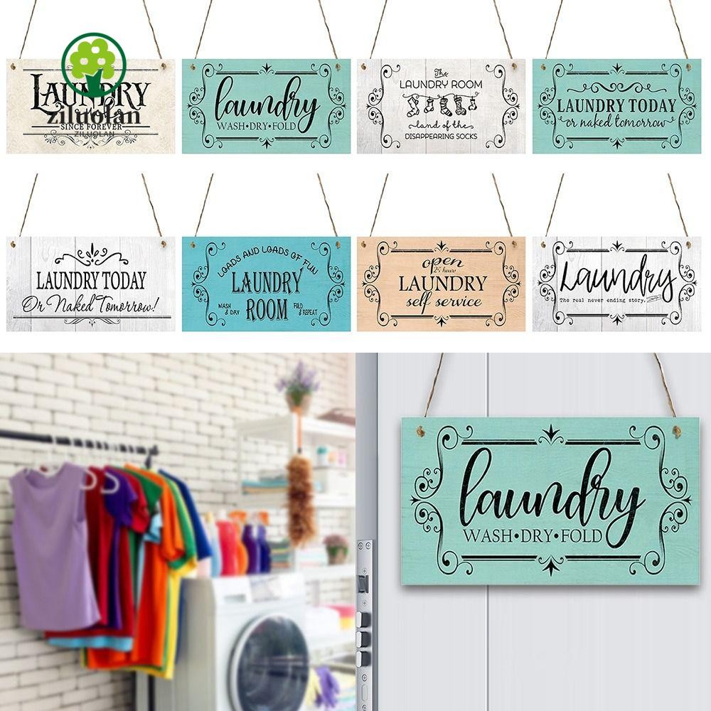ZILUOLAN Laundry Wooden Signs, Wood Door Plate Wall Plaque Decorative ...