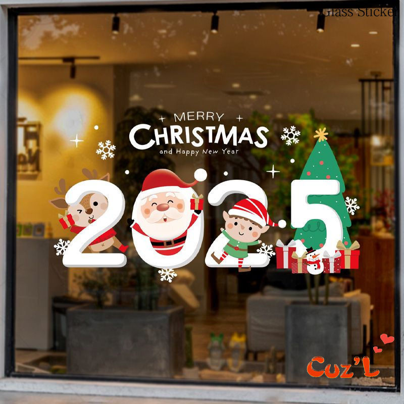 2025 Christmas Decorative Glass Stickers Festive Scene Atmosphere ...