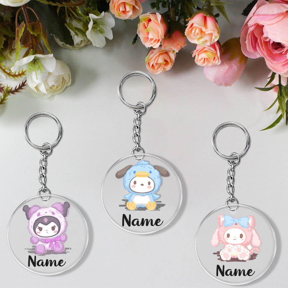 Custom with Name Print Keychain Cute Acrylic Keychain Pendant ...