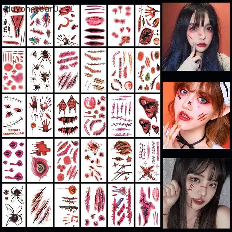 (duyongtear0) 30Pcs/Set Halloween Lifelike Bloody Wound Scary ...