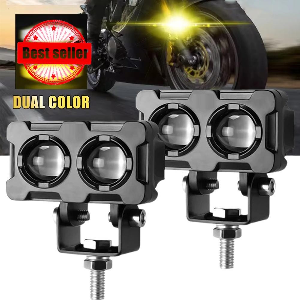 60w Motorcycle Led Lens Spotlight Double Lenses Spotlight Yellow Dual ...