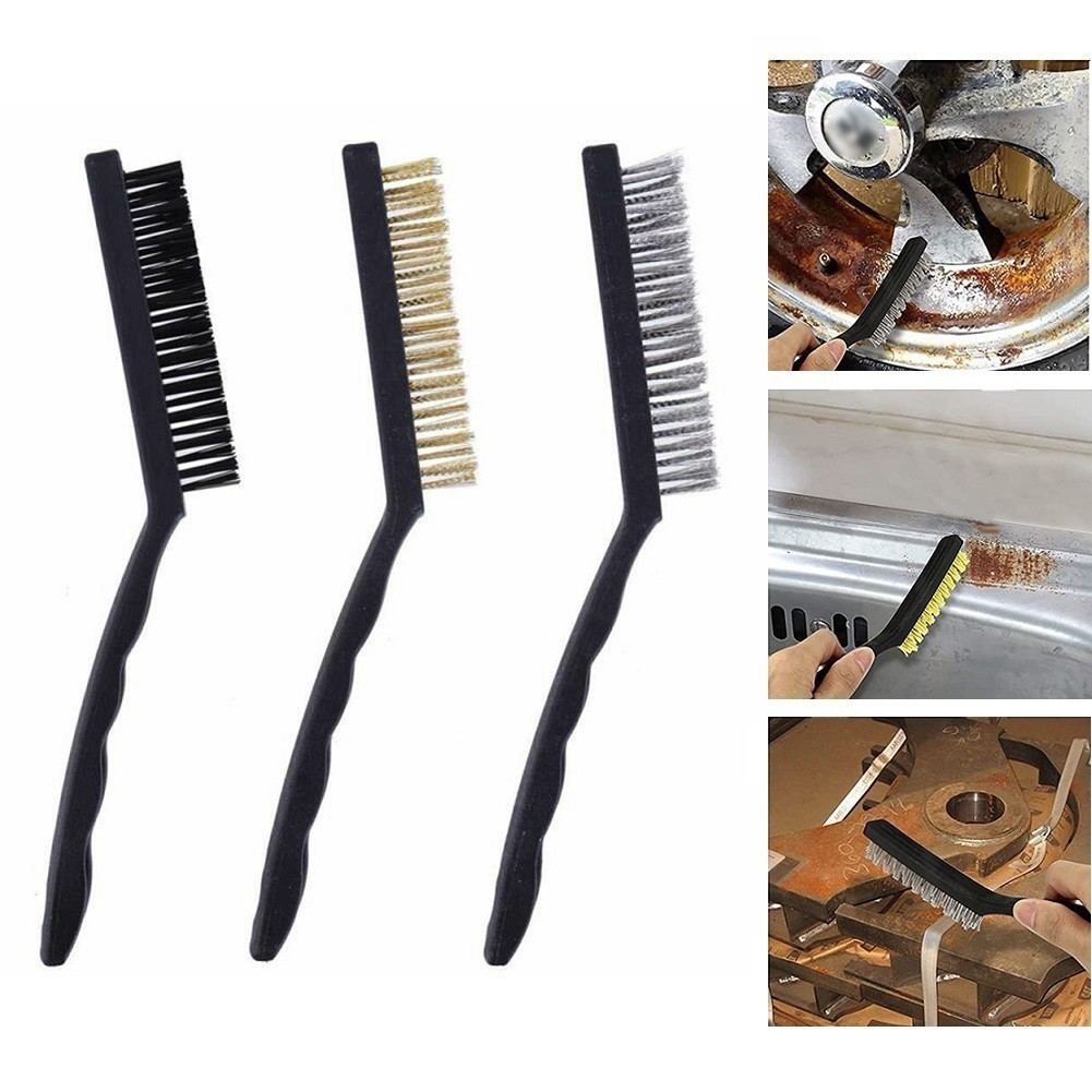 【Hot】Mini Wire Brush Brass Nylon & Steel Brushes Rust Remover Cleaning ...
