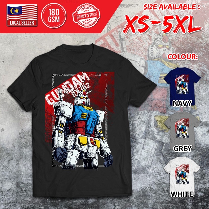 Gundam Cartoon Robot Streetwear T Shirt Microfiber Jersey | Shopee Malaysia
