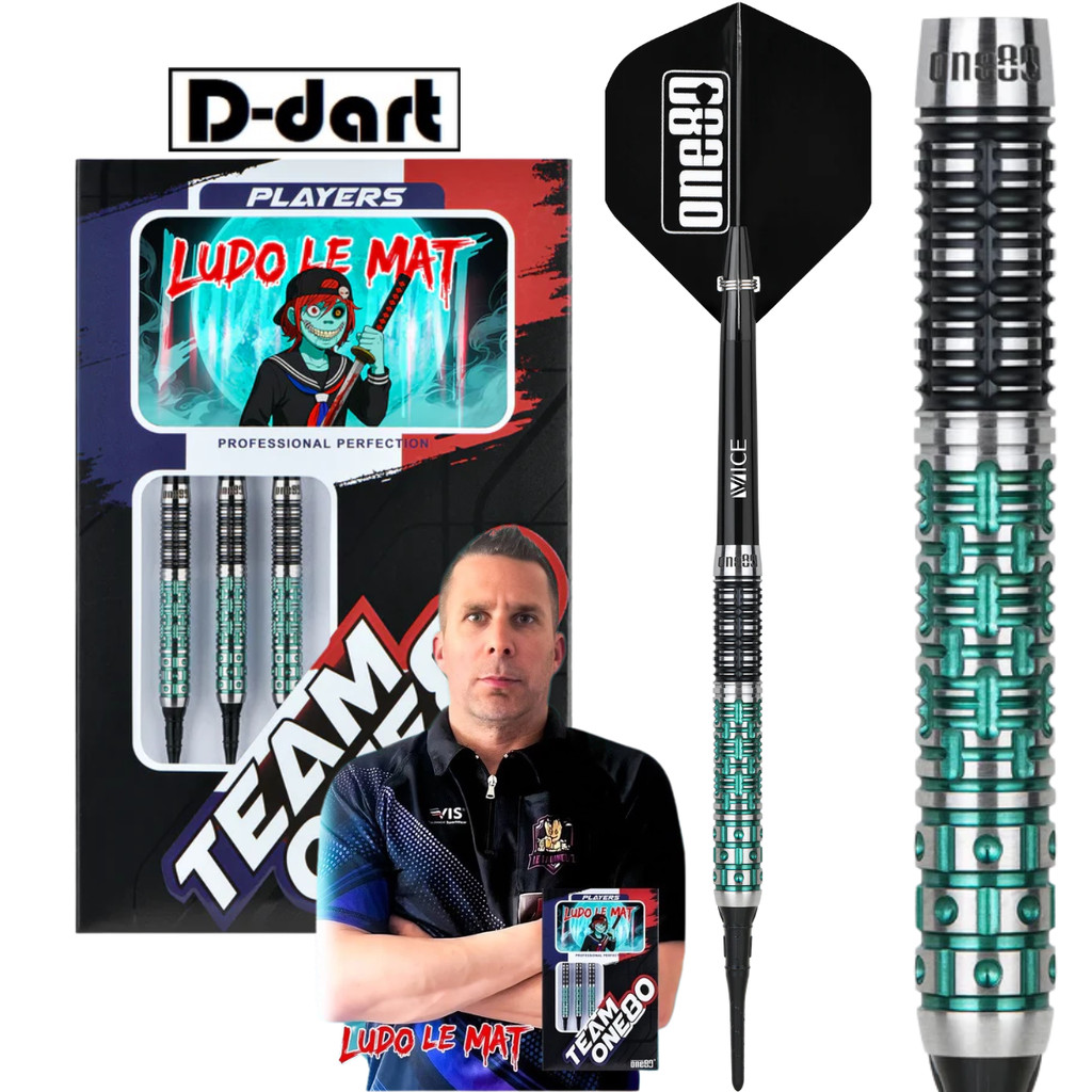 ONE80 SOFT TIP DART - 18G Ludo Le Mat 90% Tungsten Signature Dart Set ...