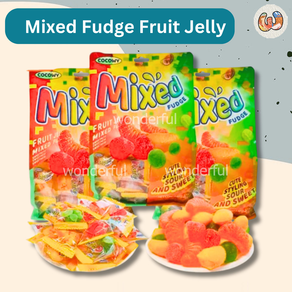 WF Coowy Mixed/Mango Fudge Fruit Jellt Gummy Buah Gummies Gula Gula Bergetah ( 500g / 250g ...