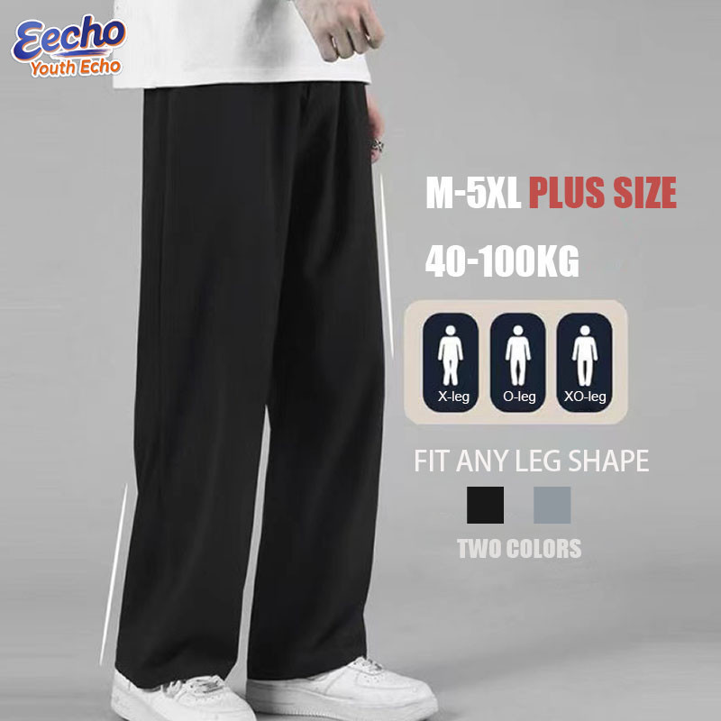 M-5XL Men's Ice Silk Oversized Straight Leg Sweatpants Wide-leg Loose ...