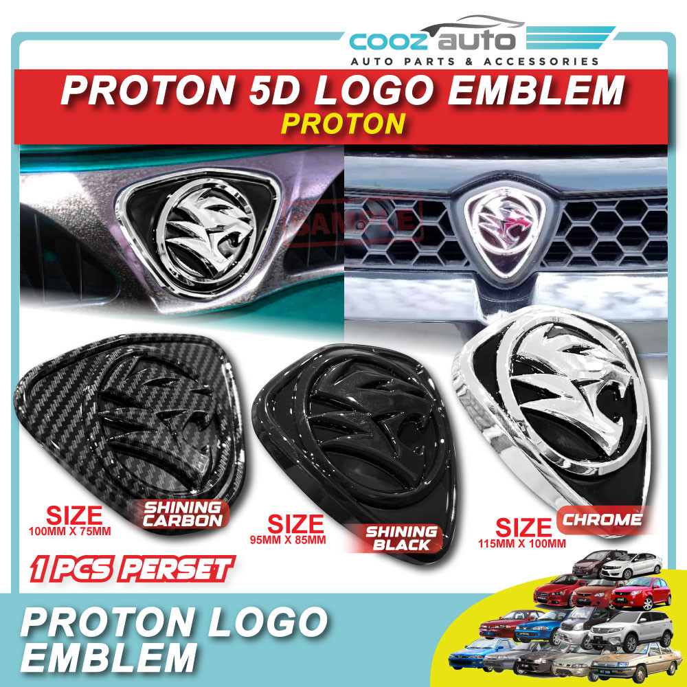 Proton 3D 5D Logo Emblem Grille Carbon Black Logo Front Rear Premium ...