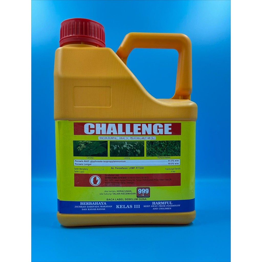 4L CHALLENGE Glyphosate 41% Weed Killer (Racun Rumput Lalang/Ubat ...