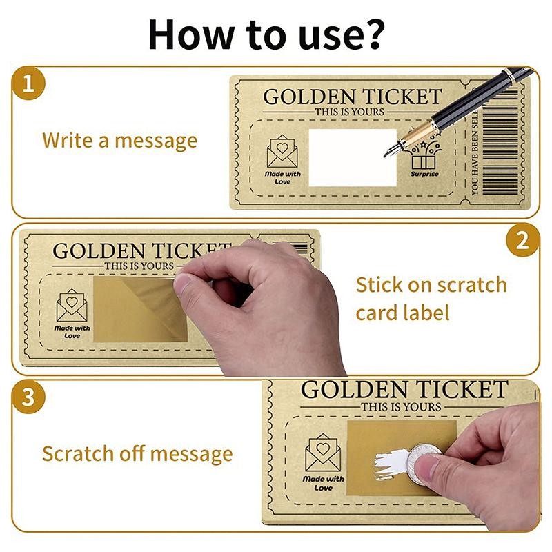 Scratch Off Ticket Golden Ticket Scratch-off Card Raffle Gift Surprise ...